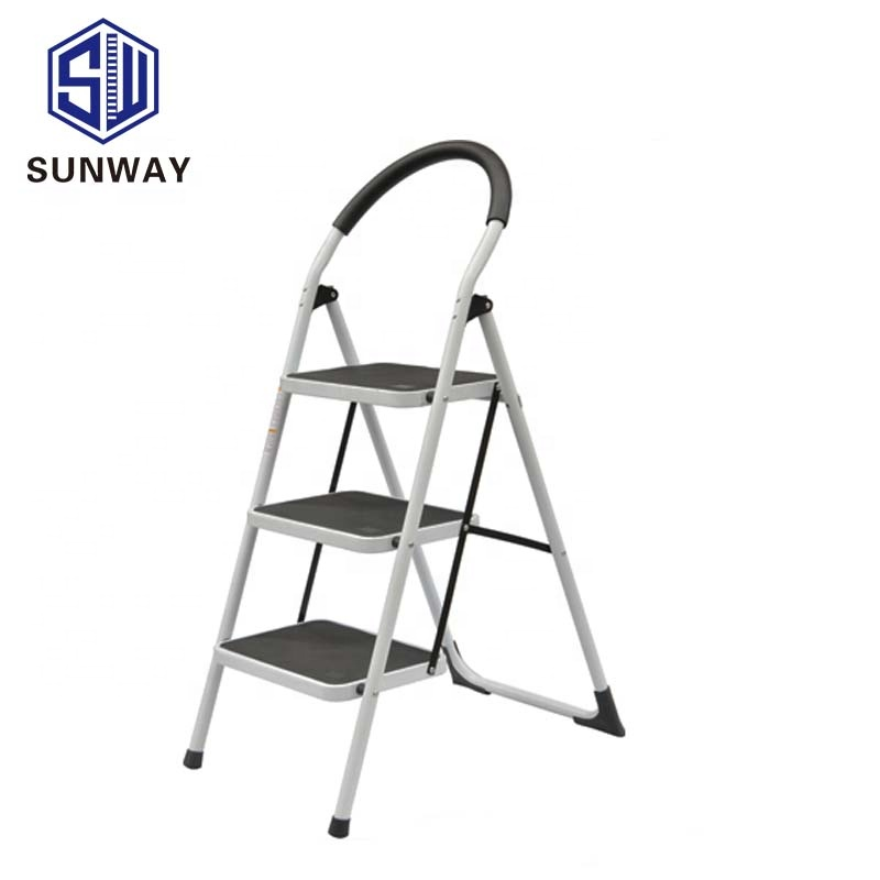 heavy duty metal folding 3 step steel stool ladder