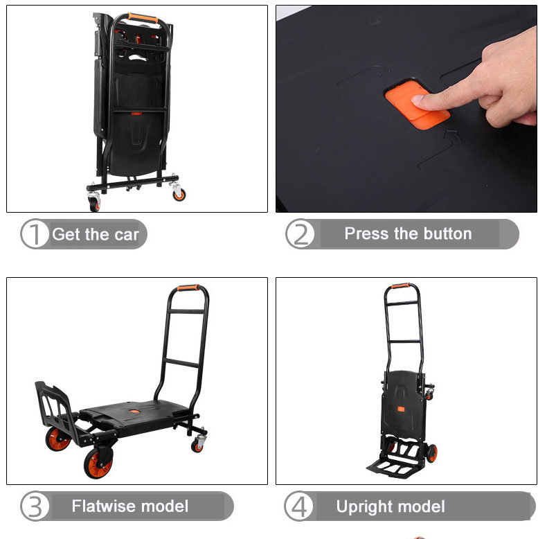 folding four wheel heavy duty steel hand trolley - Buy steel hand ...