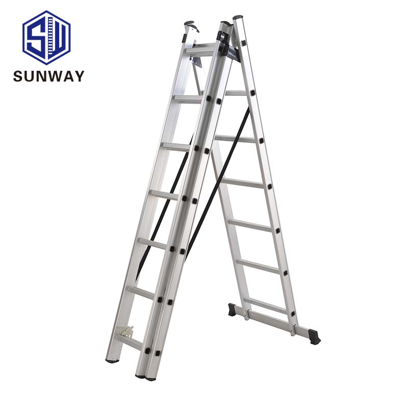 3-Section step aluminium extension ladder /combination ladder with ...