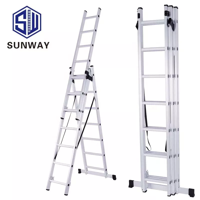3-Section step aluminium extension ladder /combination ladder with ...