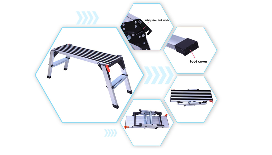 Folding aluminium work platform portable work bench drywall stool ...