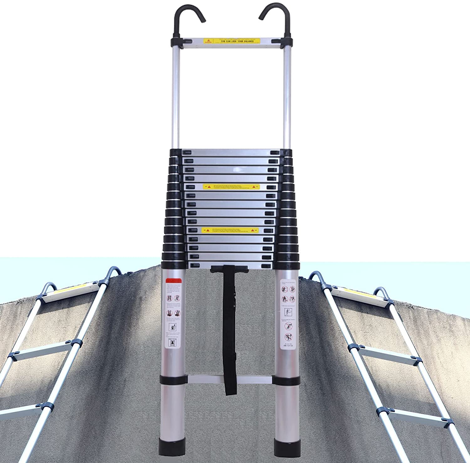 Aluminum folding attic heavy duty roofing collapsable telescopic ladder ...